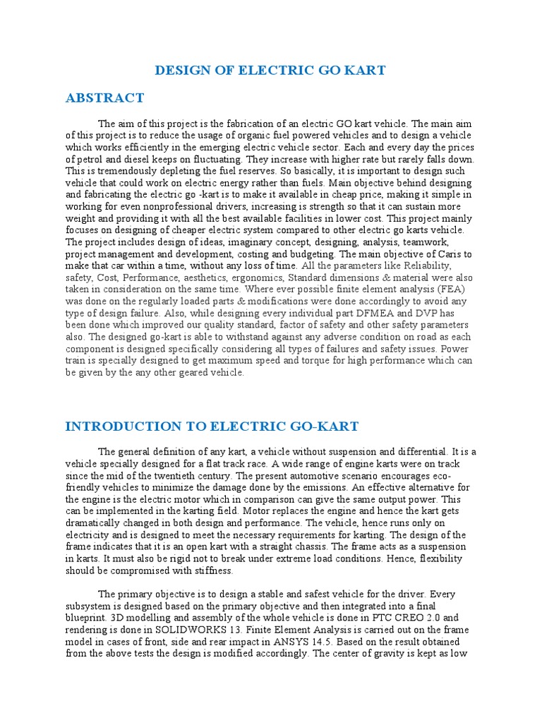 Design of Electric Go Kart | PDF | Rechargeable Battery | Brake