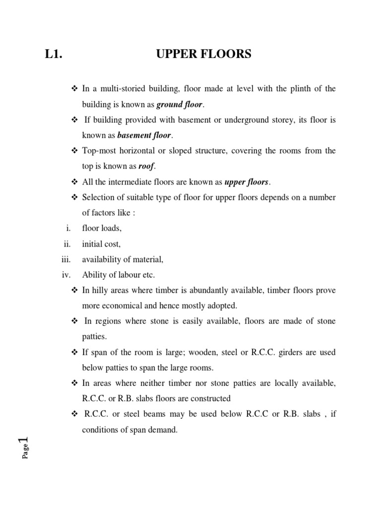 Types and Construction of Upper Floors | PDF | Concrete | Beam (Structure)