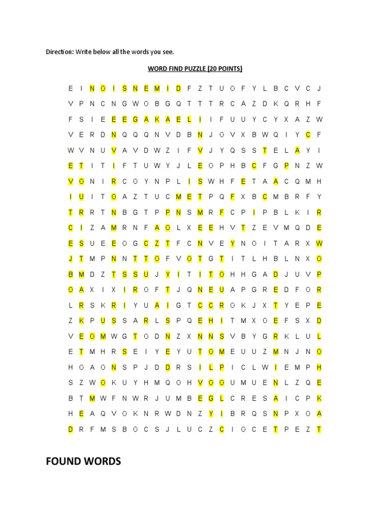 Found Words: Direction: Write Below All The Words You See | PDF | Economies