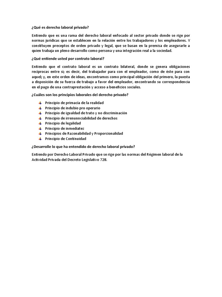 Examen Oral Preguntas Derecho Laboral | PDF