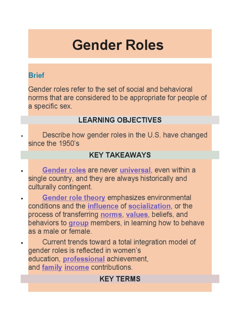 MODULE 6 Gender Roles | PDF | Gender | Gender Studies