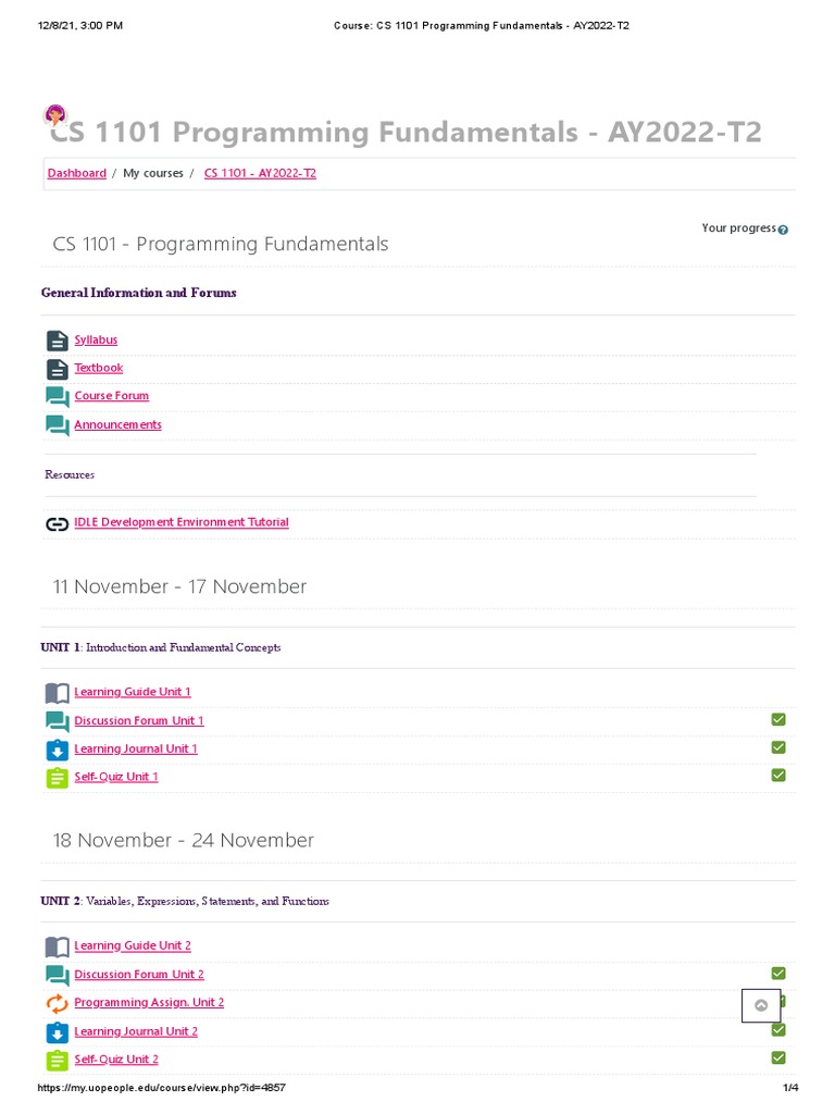 Course - CS 1101 Programming Fundamentals - AY2022-T2 | PDF | Computing ...