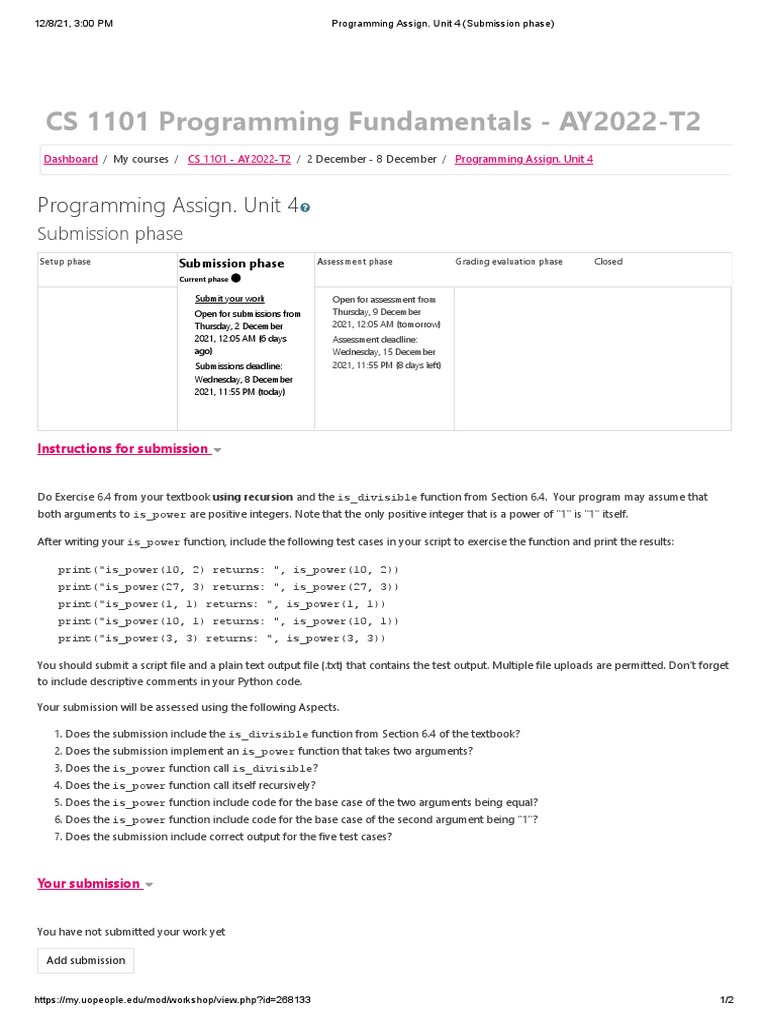 Programming Assign Unit 4 Submission Phase Pdf Subroutine Computer Programming 