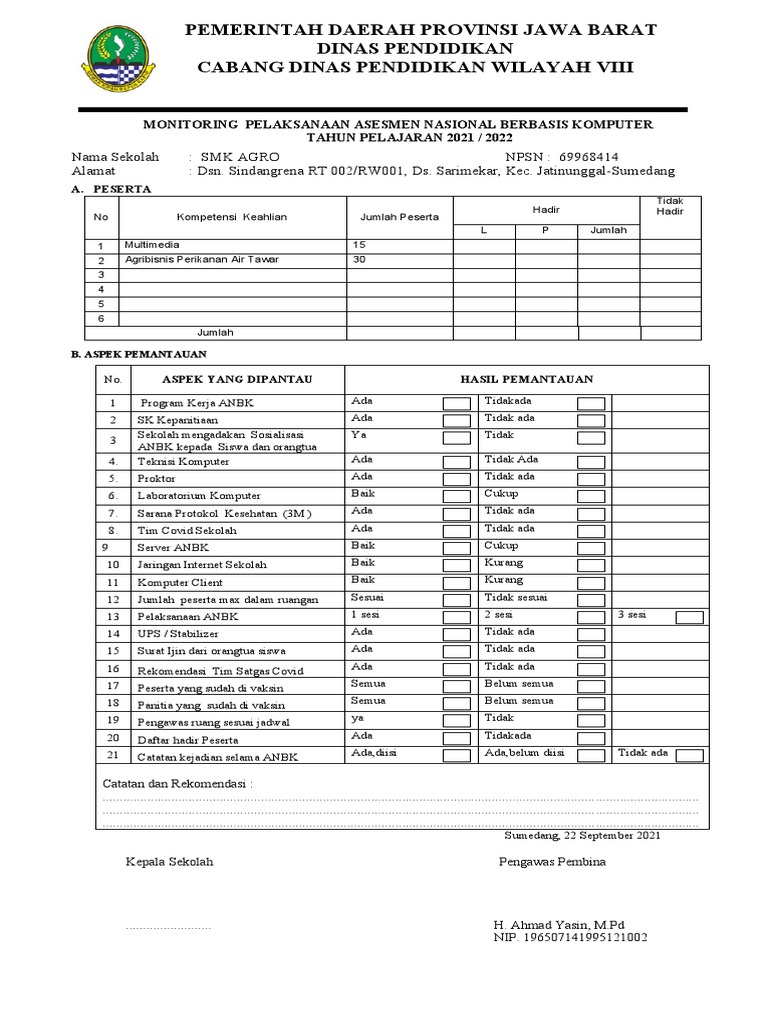 Instrumen Monitoring ANBK 2024 | PDF