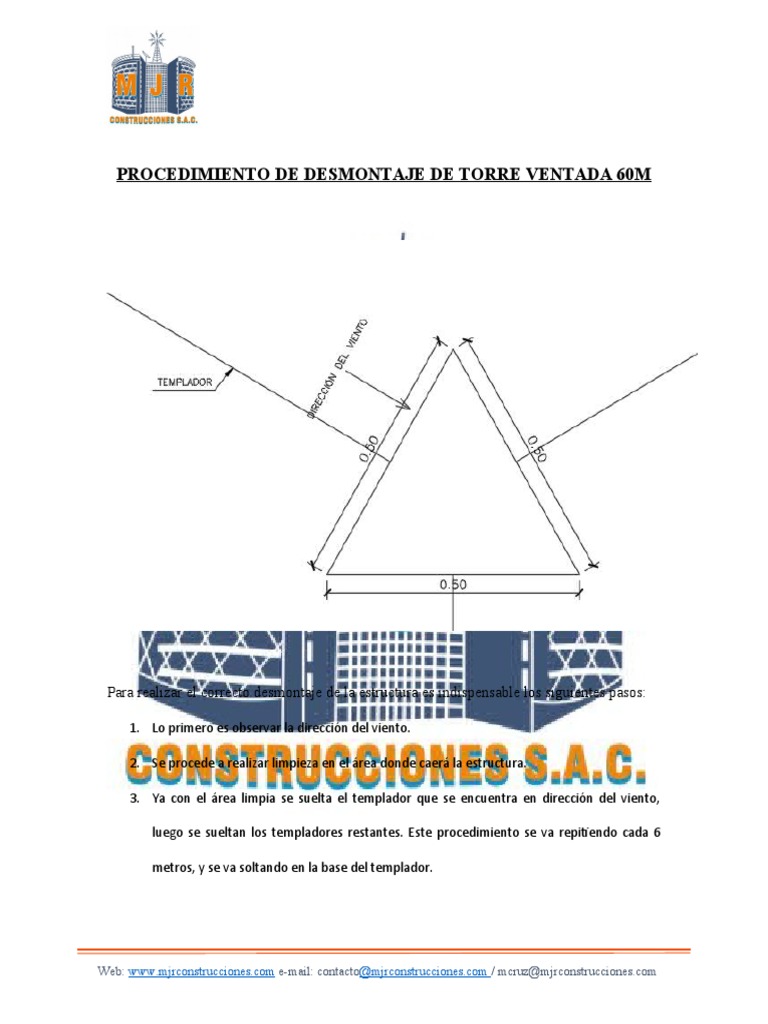 PROCEDIMIENTO DE DESMONTAJE DE TORRE VENTADA 60M - Opc. 1 | PDF