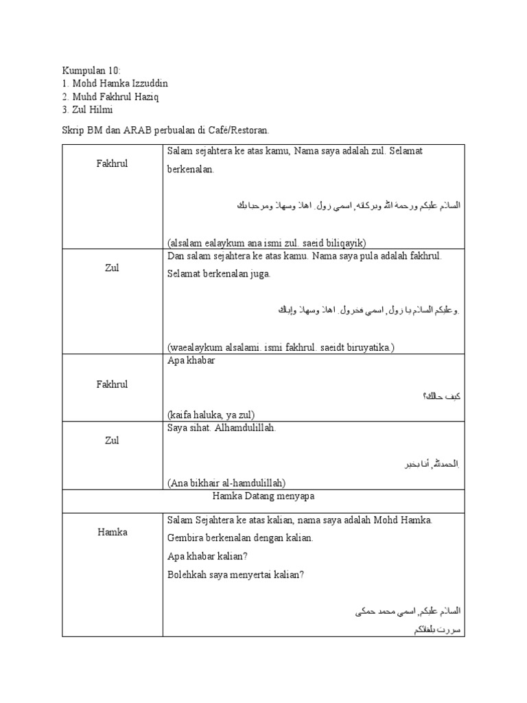 Skrip BM Arab Perbualan | PDF
