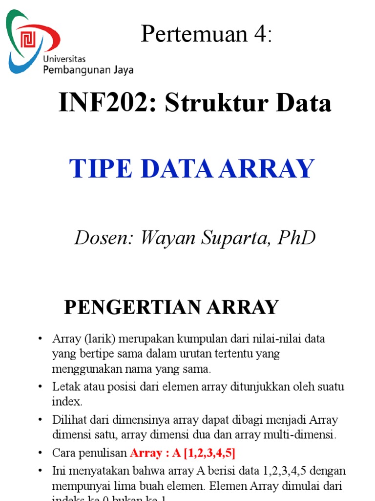 Array Tipe Data Penting dalam Pemrograman | PDF