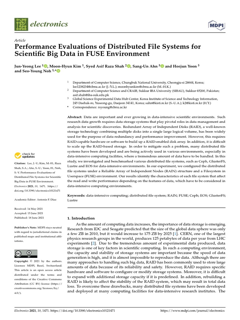 Electronics: Performance Evaluations of Distributed File Systems For ...