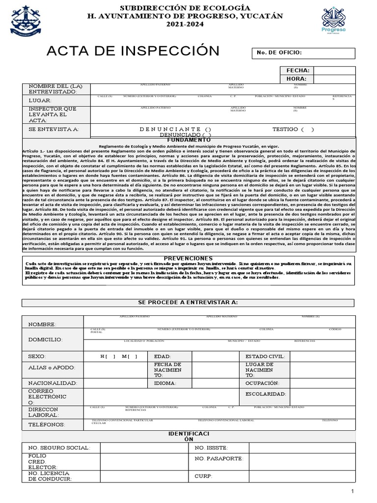 Actas de Inspeccion | PDF | Justicia | Crimen y violencia