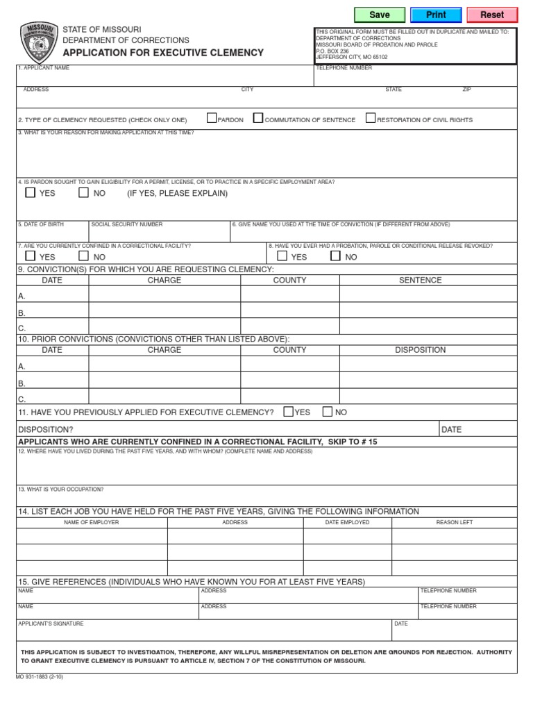 Clemency Application | PDF | Pardon | Punishments