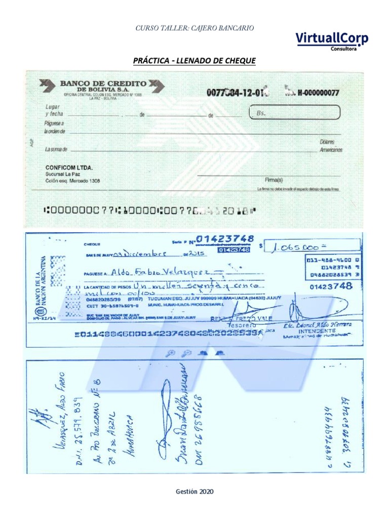 Práctica - Cheque en Blanco | PDF