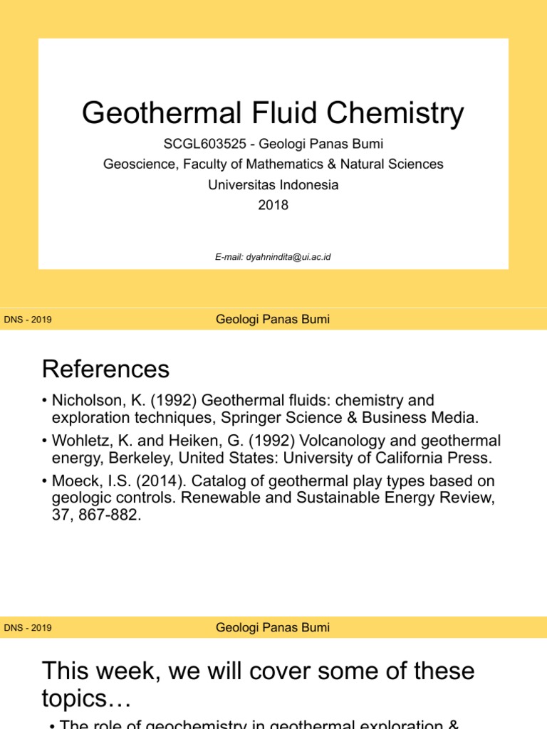Geothermal Fluid Chemistry: Understanding the Genesis, Evolution and ...