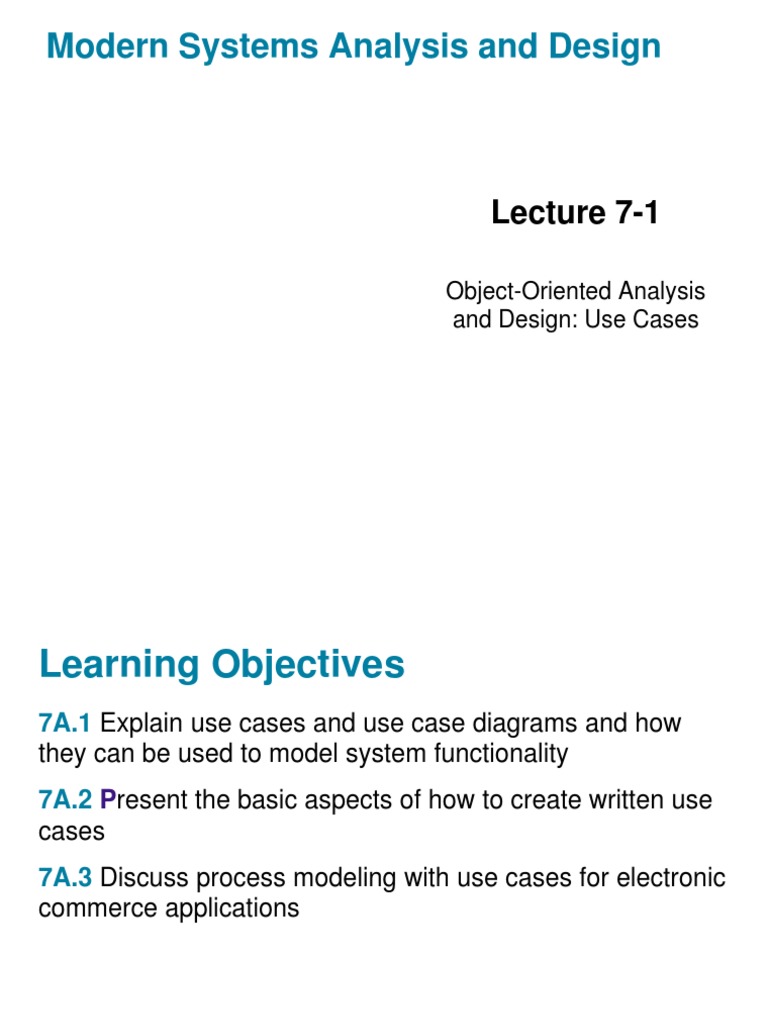 Modern Systems Analysis and Design: Lecture 7-1 | PDF | Use Case | System
