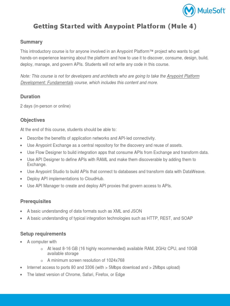 Getting Started With Anypoint Platform (Mule 4) : Development ...