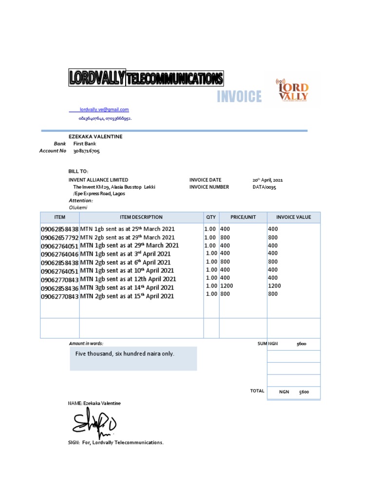 Invoice For April | PDF