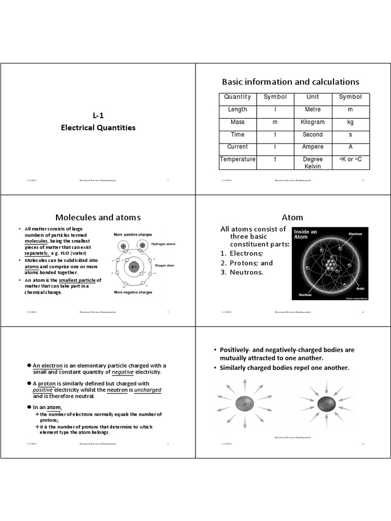 Basic Information and Calculations: L 1 Electrical Quantities | PDF ...