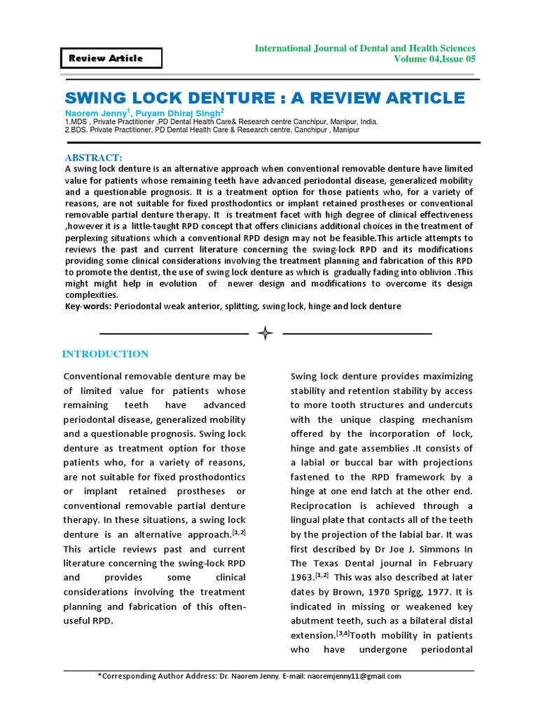 Swinglock Denture | PDF | Dentures | Medical Specialties