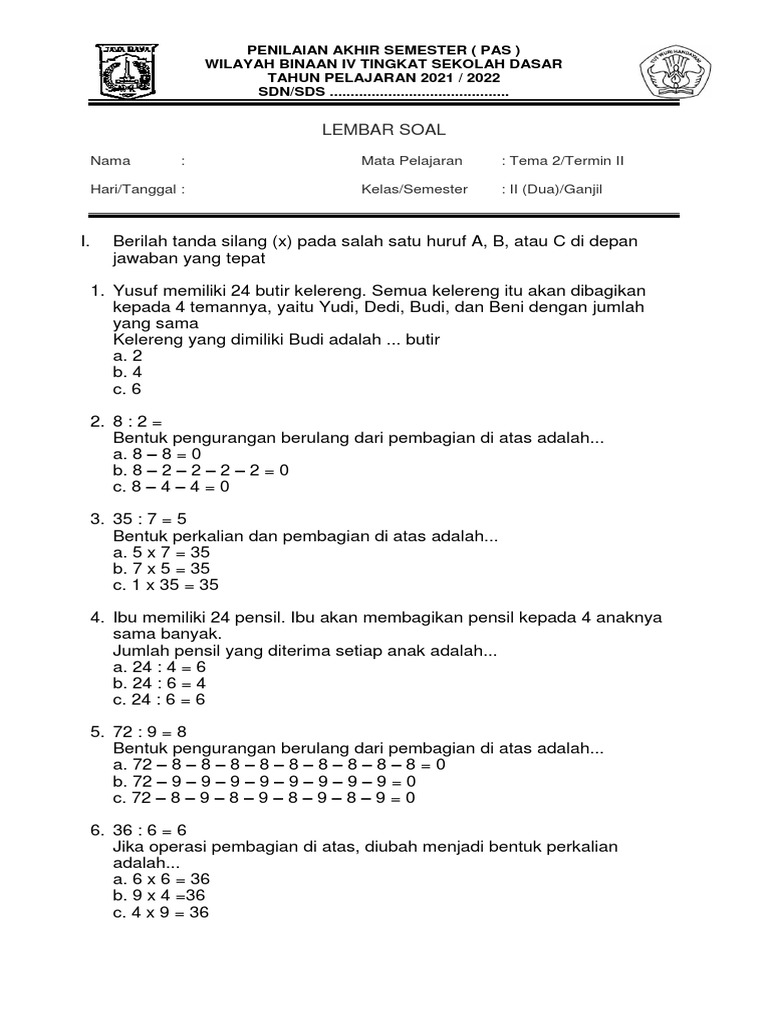 SOAL Tema 2 Termin 2 2021 | PDF