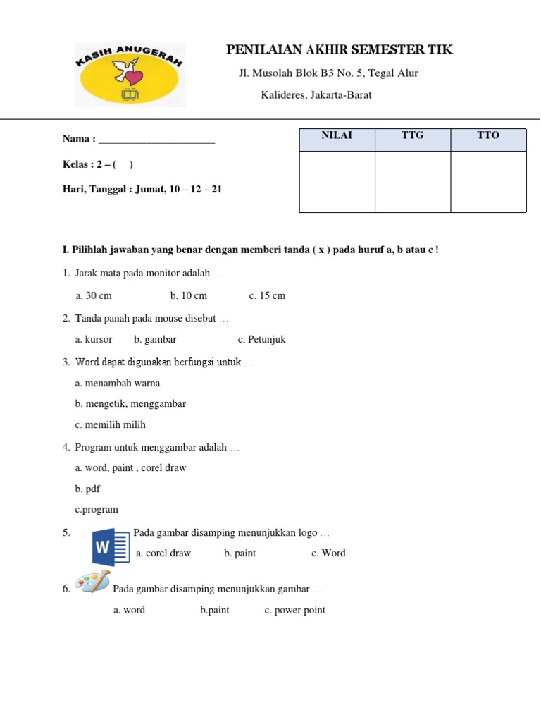 Pas Tik Kelas 2 | PDF