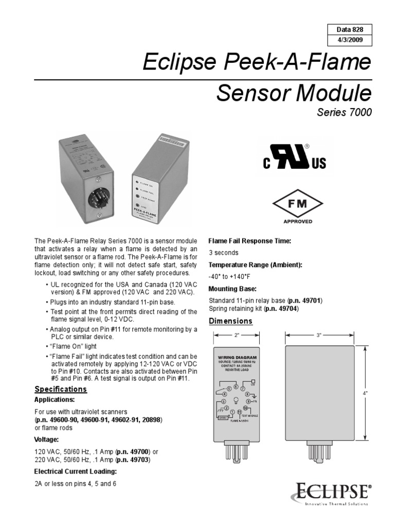 Eclipse Peek-A-Flame Sensor Module: Series 7000 | PDF | Relay | Programmable Logic Controller
