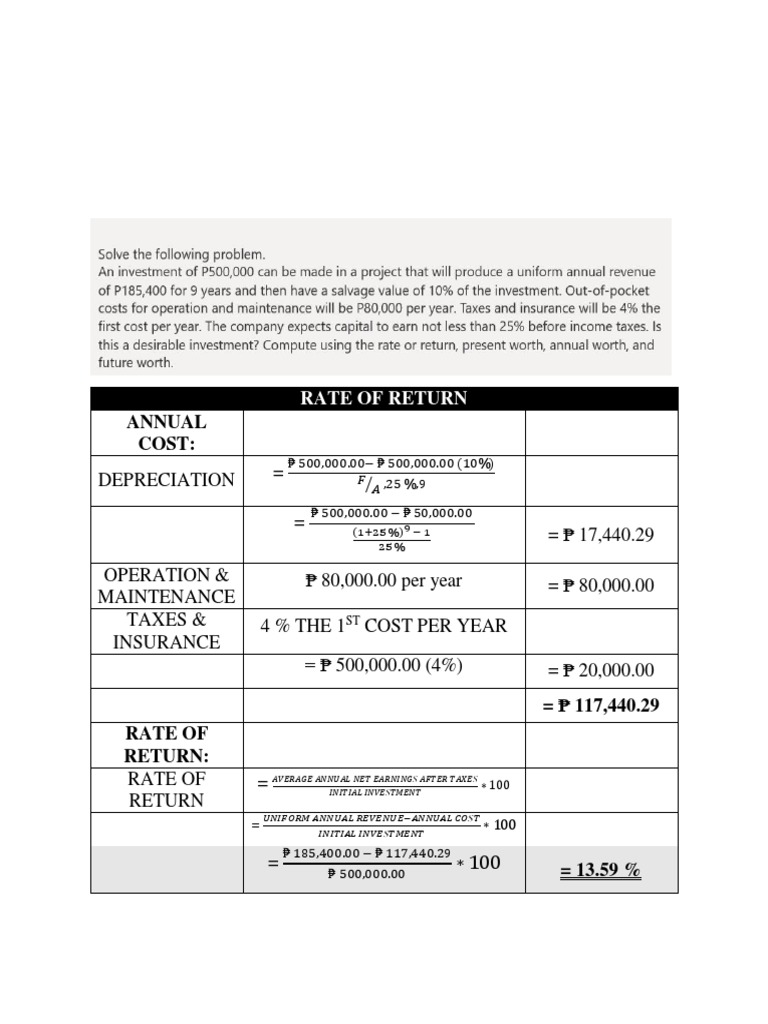 Basic Economic Study Methods (Example Problem With Solution) | PDF ...