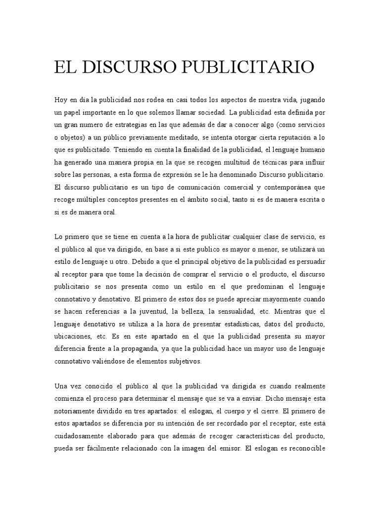 Discurso Publicitario | PDF | Publicidad | Comunicación