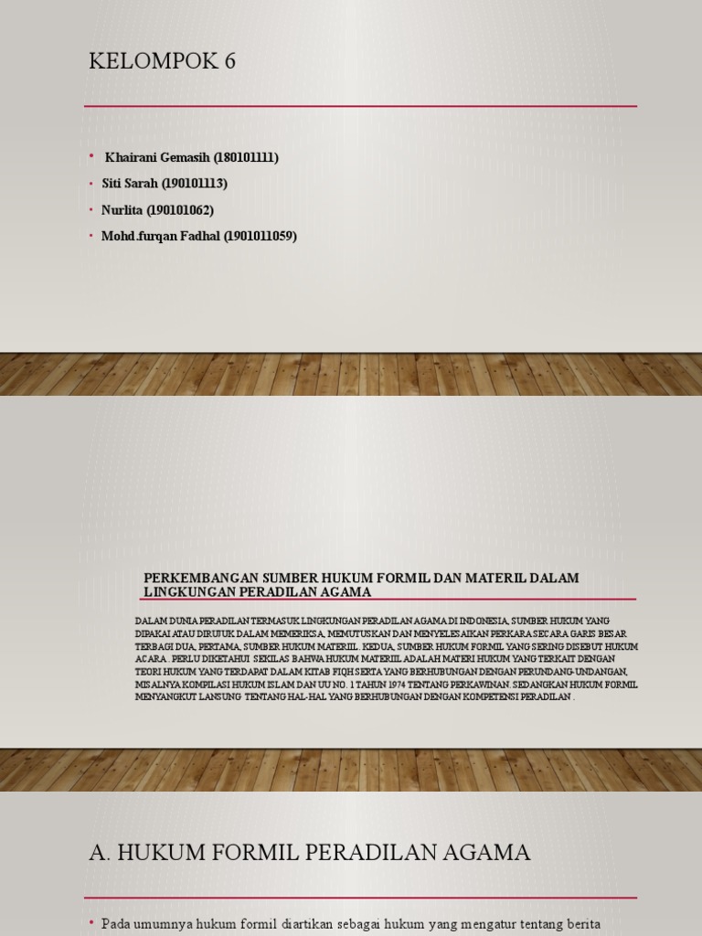 Sumber Hukum Formil Dan Materil Pengadilan Agama | PDF