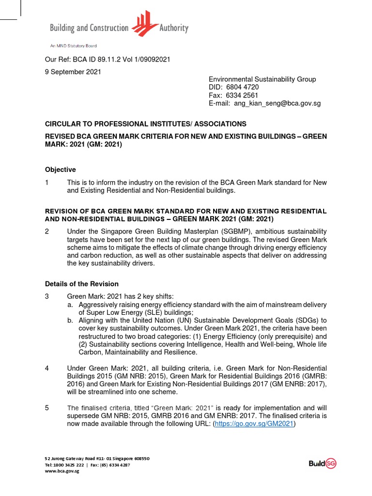 Revised Bca Green Mark Criteria For New and Existing Buildings Green ...