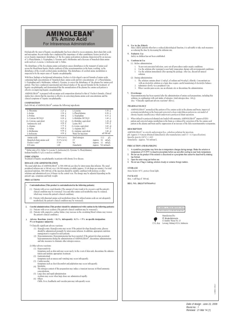 Pi Aminoleban | Download Free PDF | Intravenous Therapy | Dose ...
