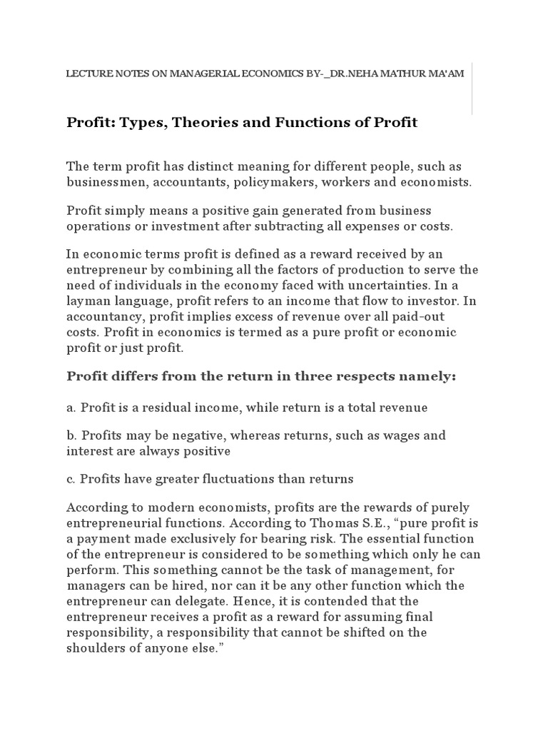 Managerial Economics in Unit 5 Profit by - DR - Neha Mathur | PDF ...