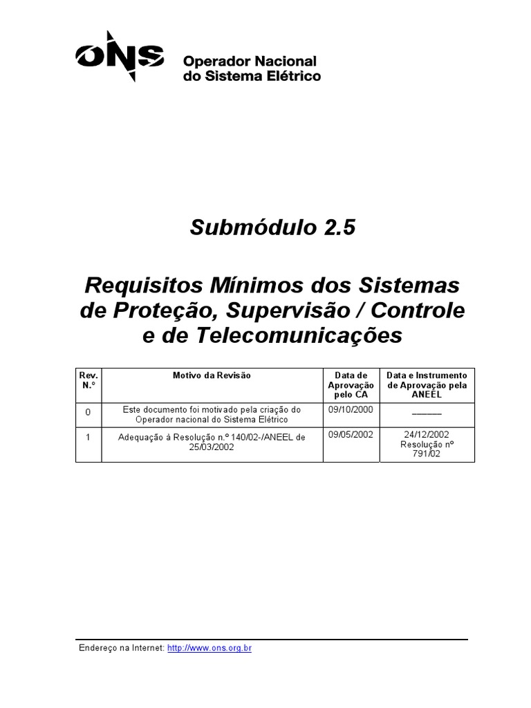 ONS Procedimentos de Rede Módulo 2 - Submódulo 2.5 - Submódulo 2.5 - Rev - 0.1 | PDF ...
