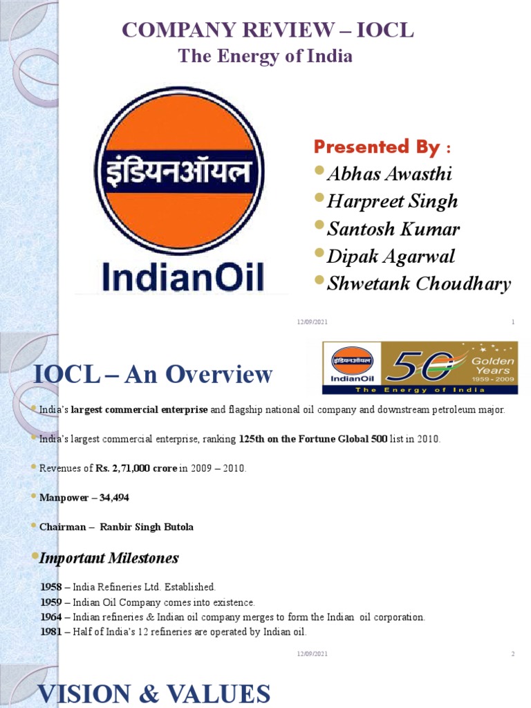 Company Review - Iocl: The Energy of India | Download Free PDF ...