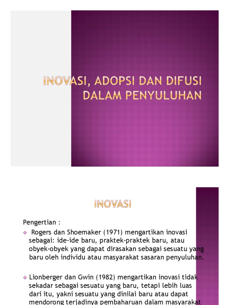 Adopsi, Inovasi Dan Difusi PEnyuluhan | PDF