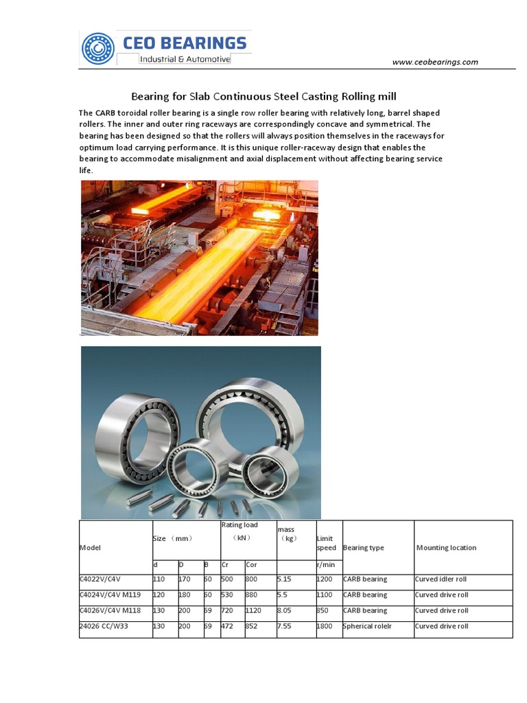 CARB Toroidal Roller Bearing Catalogue CEO BEARINGS | PDF | Applied And ...