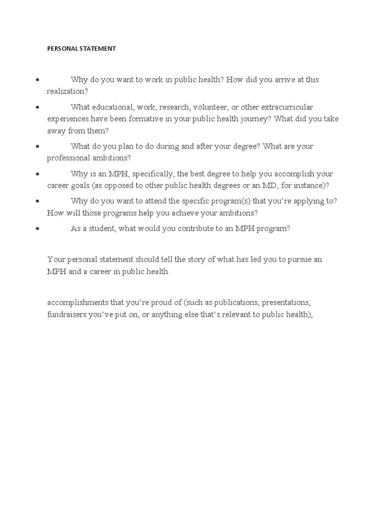 Personal Statement | PDF | Mental Health | Mental Disorder