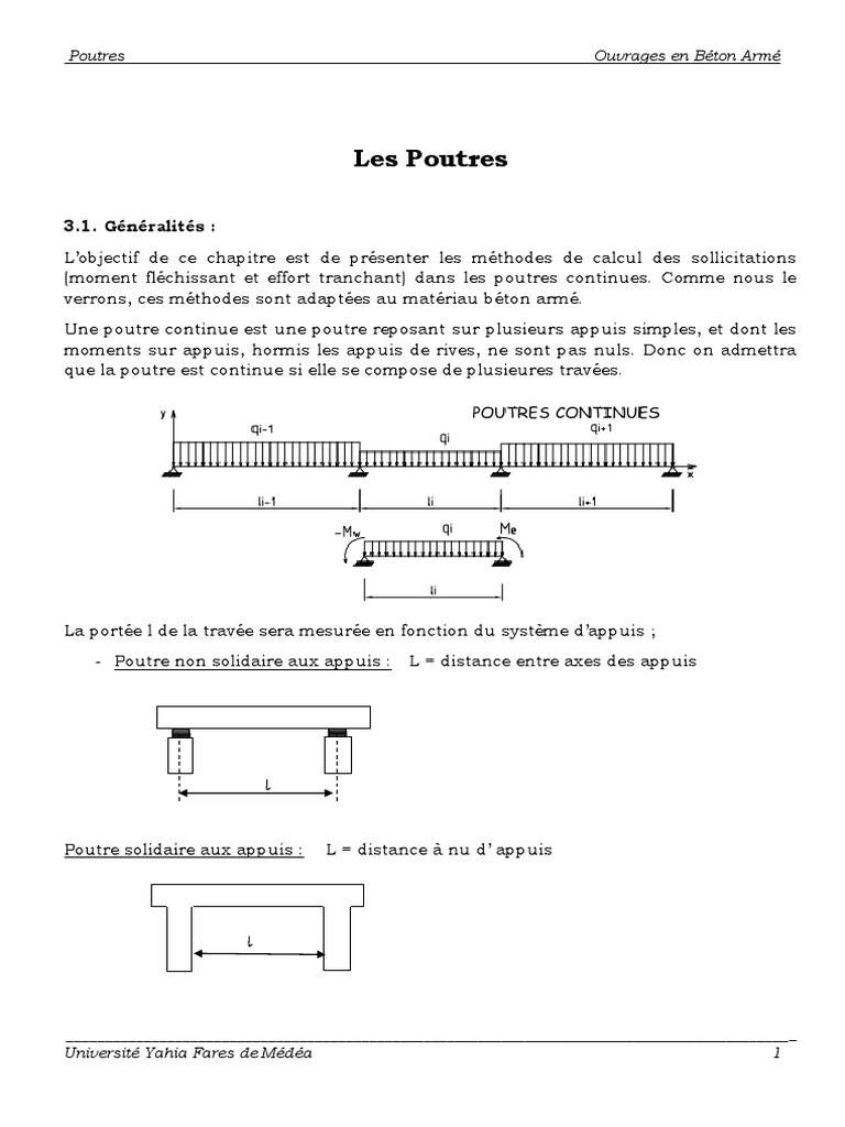 Chap Les Poutres | PDF | Béton armé | Flexion (matériau)