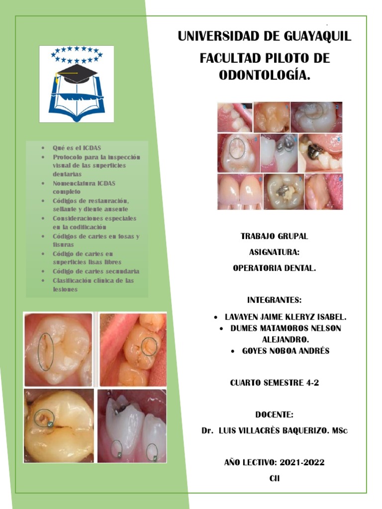 Clasificación y Códigos ICDAS en Odontología | PDF | Odontología ...