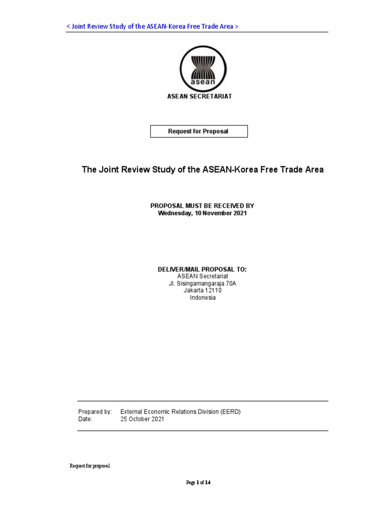 RFP Joint Review Study of AKFTA | PDF | Request For Proposal | Business