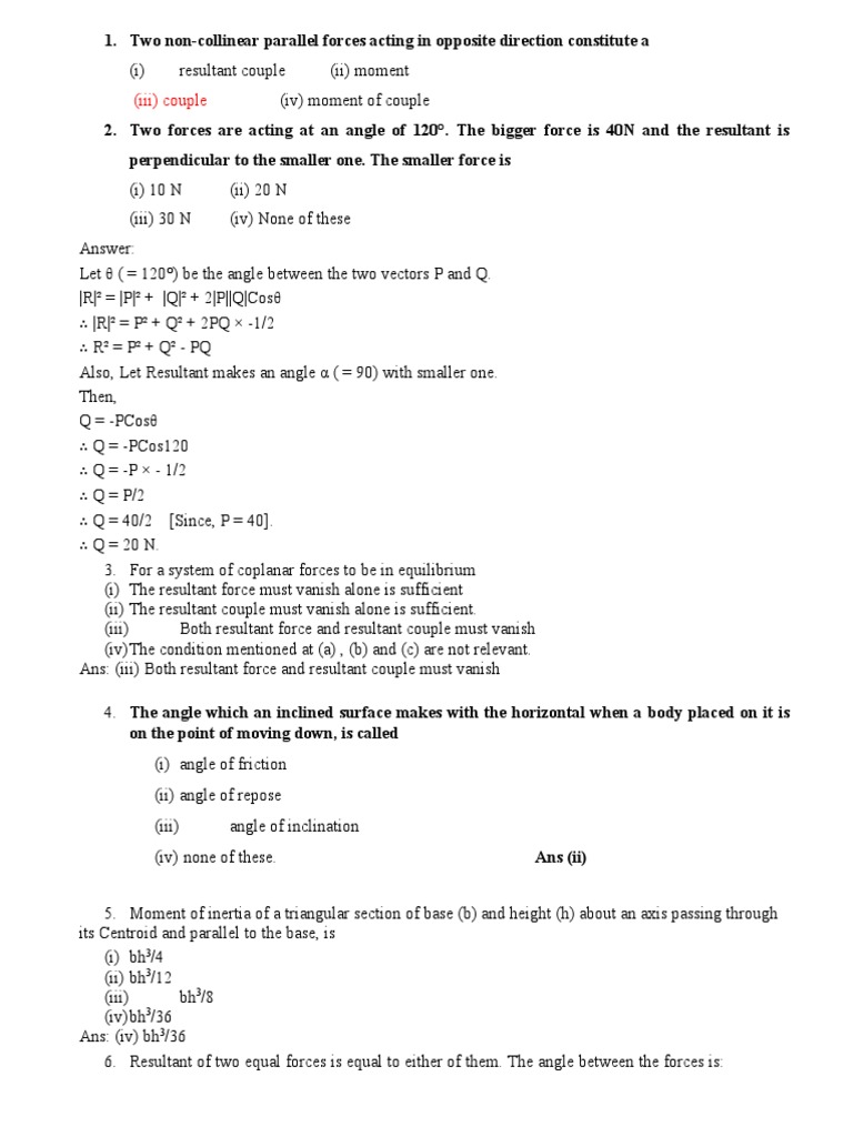 (Iii) Couple | PDF | Rotation Around A Fixed Axis | Force