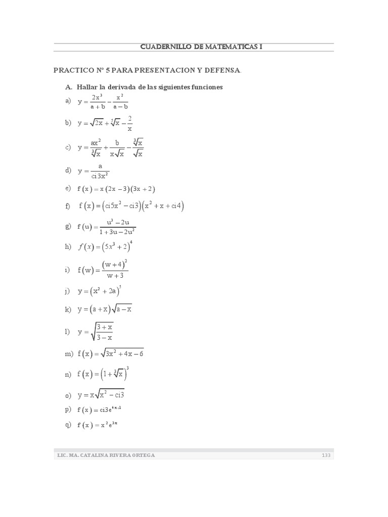 Practico Derivada | PDF | Ciencias económicas | Enseñanza de matemática