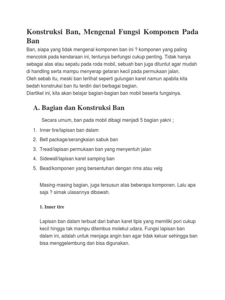 Konstruksi Ban | PDF