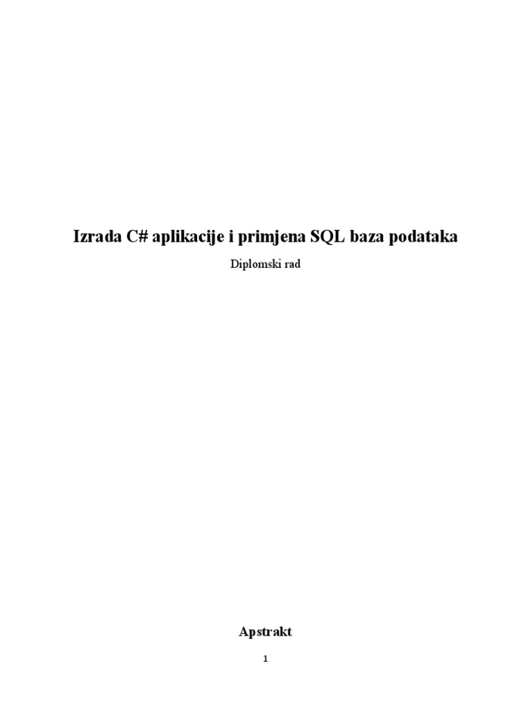 Izrada C# Aplikacije I Primjena SQL Baza Podataka | PDF