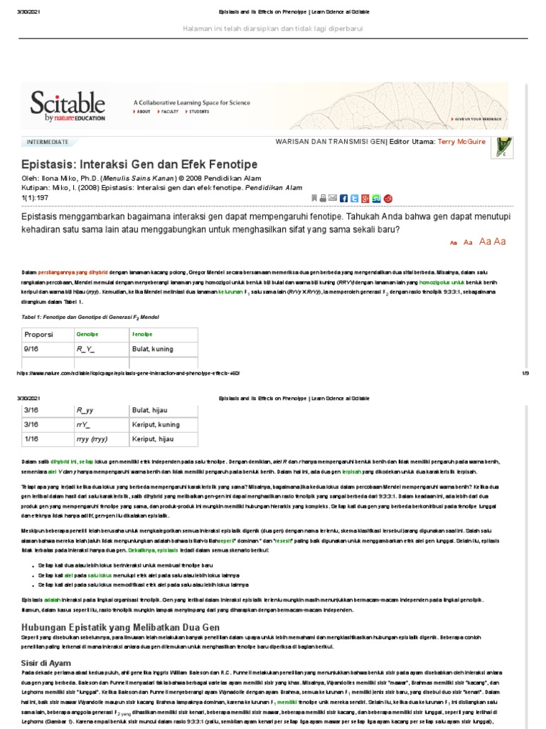 Epistasis and Its Effects On Phenotype - Learn Science at Scitable | PDF | Sains & Matematika