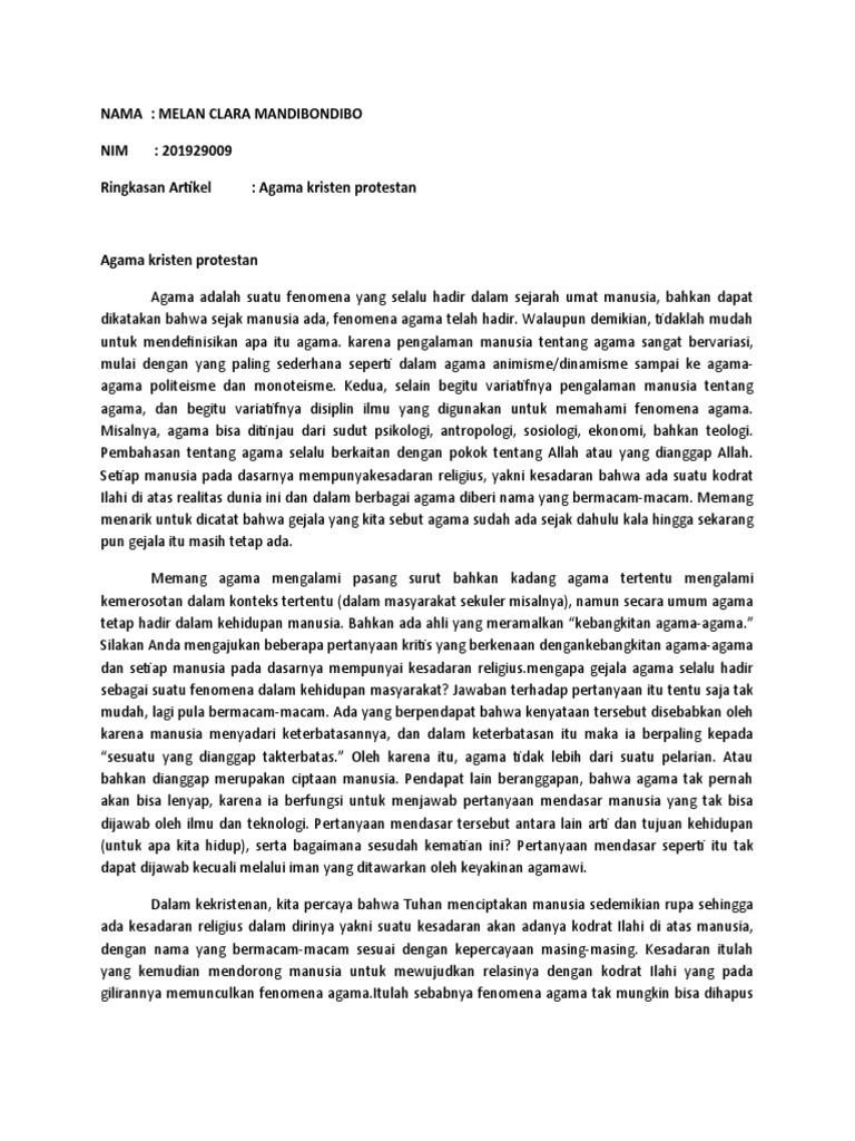 Fungsi dan Peran Agama Kristen Protestan | PDF