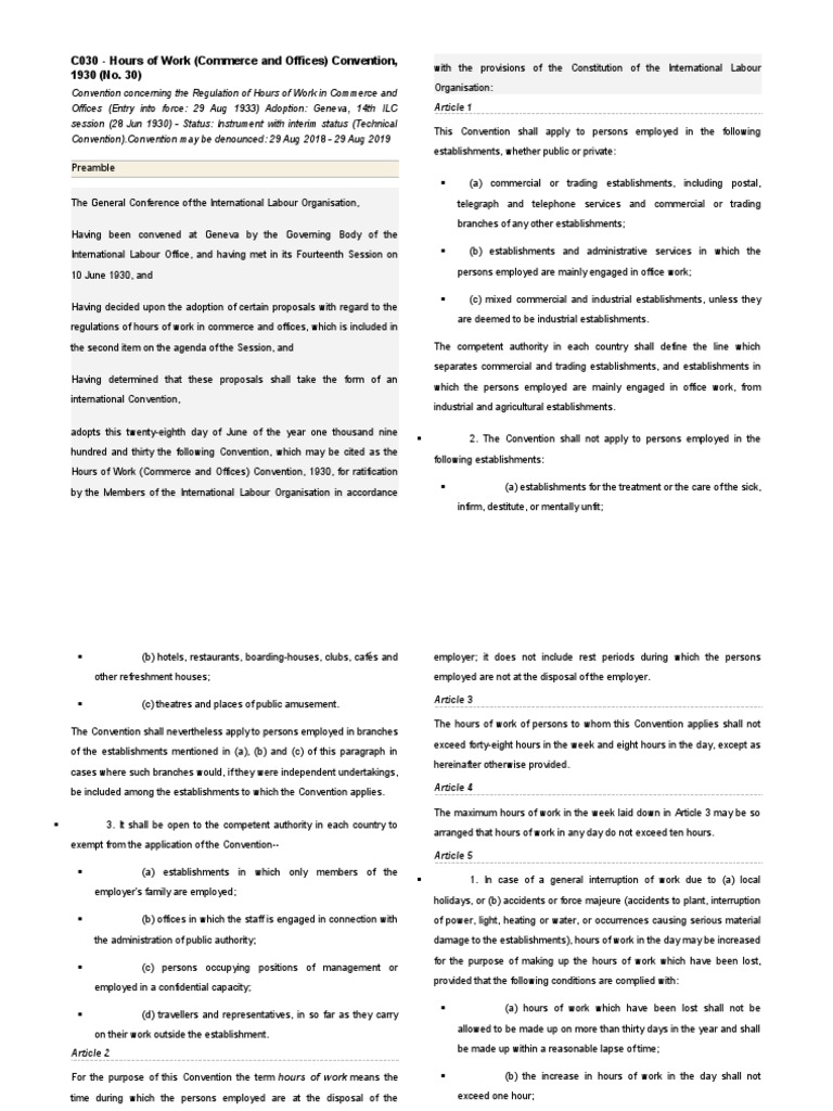 ILO Convention No. 30 | PDF | International Labour Organization ...