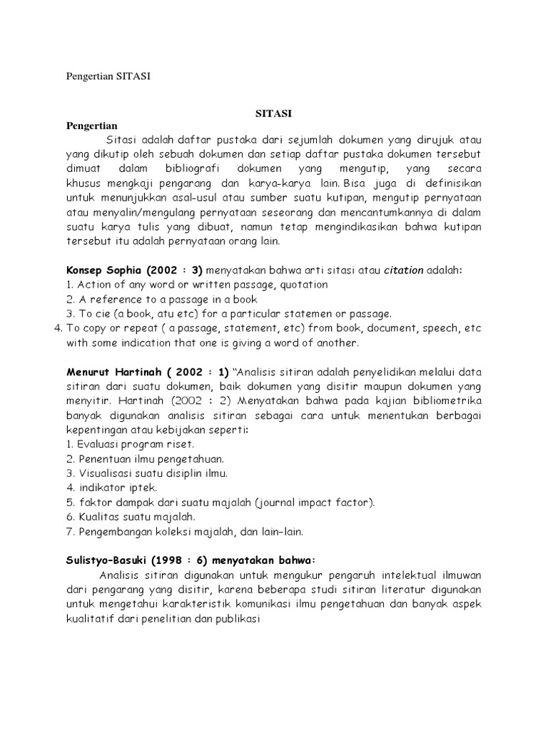 Pengertian SITASI | PDF | Ilmu Sosial