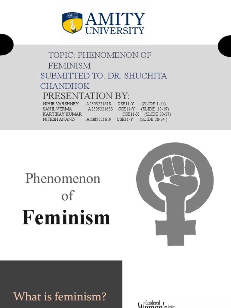 Topic: Phenomenon of Feminism: Submitted To: Dr. Shuchita Chandhok ...