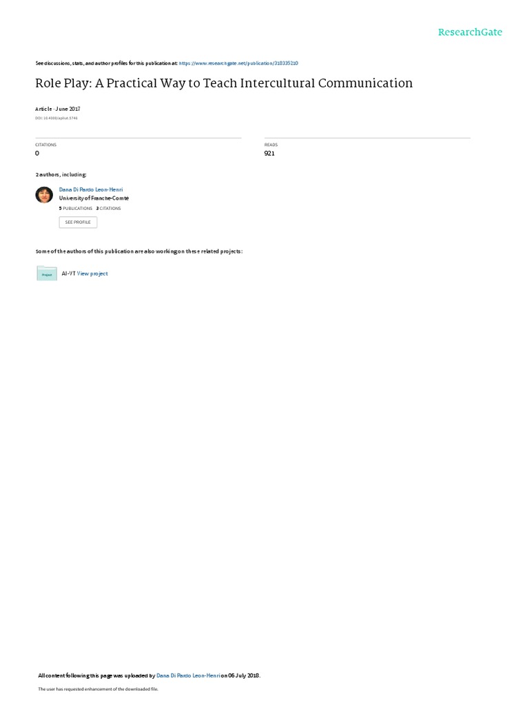 Role Play For ICC | PDF | Cross Cultural Communication | Teachers