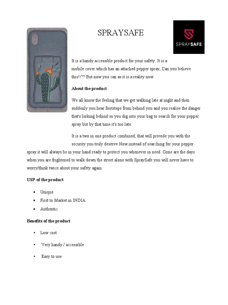 Spraysafe: About The Product | PDF | Sales | Popular Culture & Media ...