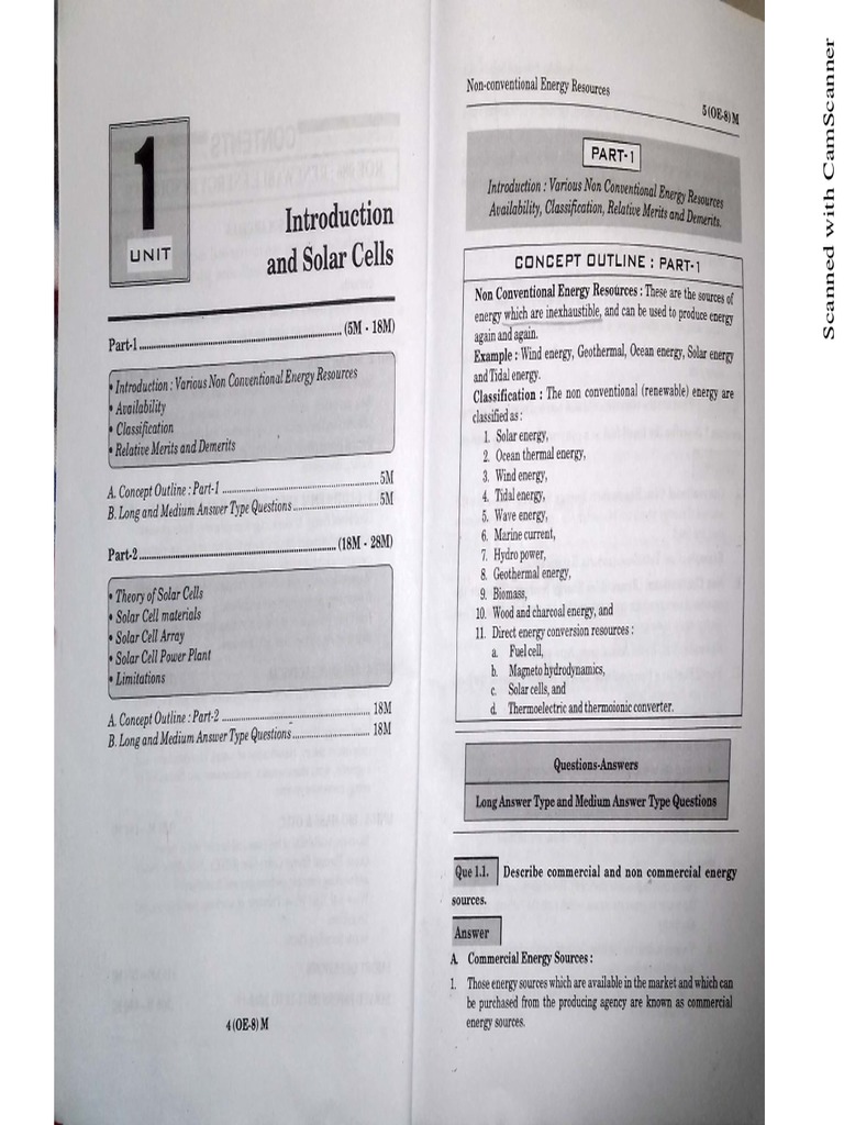 Renewable Energy Resources Unit 1 To 5 | PDF